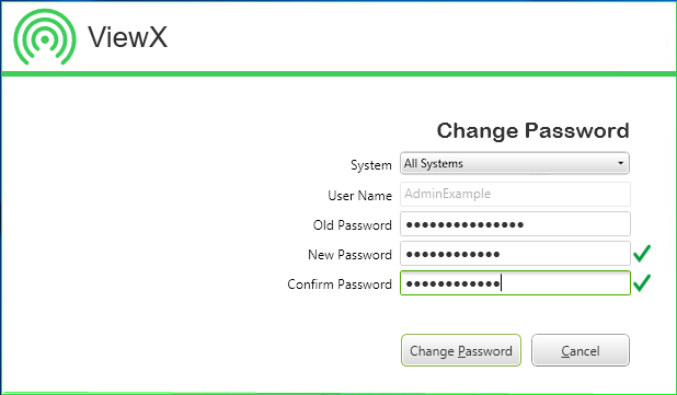 ViewX and Virtual ViewX Clients Guide - Change your Password (ViewX Client)